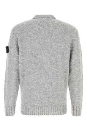 Stone Island Mens Light Grey Wool Blend Sweater Exterior: Nylon Maglieria
