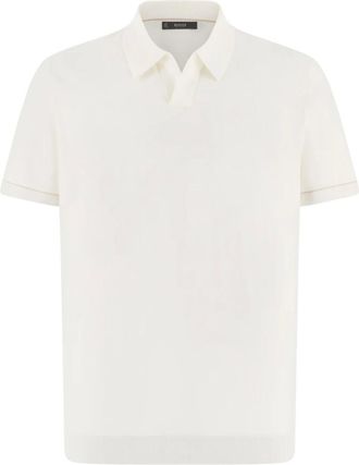 Boggi Milano Homme, Tops, Blanc, Taille: S Polo en maille de cr&ecirc;pe de coton