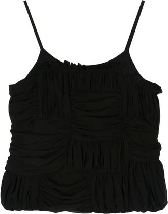 Comme Des Gar&ccedil;ons Femme, Tops, Noir, Taille: 40 FR Pleated Draped Ruffled Sleeveless Top
