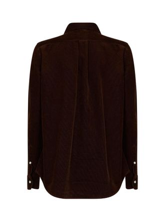 Polo Ralph Lauren Womens Shirt Classic-Fit Brown Corduroy Cotton