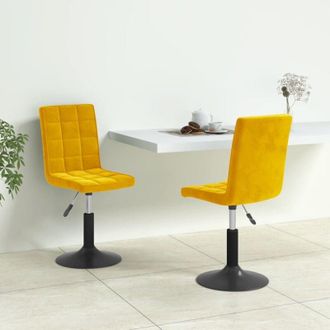 vidaXL Vidaxl - Chaises pivotantes &agrave; manger lot de 2 jaune moutarde velours