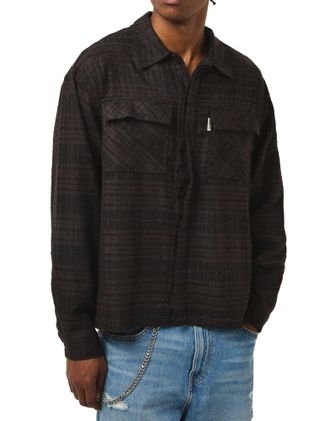 Represent REP Logo Flannel Overshirt - Black