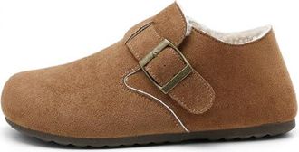 Generic Chaussons Femme Hiver Doux en Daim Confortable Mousse M&eacute;moire Large Pied Nu Slip-on Mules avec Bride R&eacute;glable, Chaudes Chaussons Patate pour Int&eacute;rieur