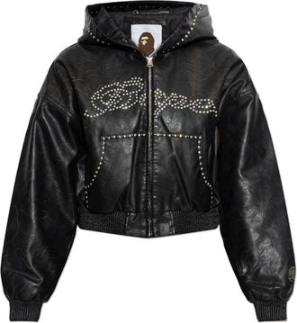 A Bathing Ape A Bathing Ape, Femme, Vestes, Noir, Taille: ONE Size Veste Isolante &agrave; Col Roul&eacute; en Eco-cuir