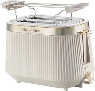 Russell Hobbs Toaster [für 2 Scheiben] Brontë Stone (6 Bräunungsstufen, Mattes Finish, Goldakzente, Lift & Look, Auftaufunktion, Aufwärmfunktion, Stop- & Hebefunkti