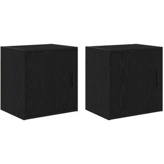 vidaXL Armoires murales de garage 2 pcs noir bois ding&eacute;nierie - Vidaxl