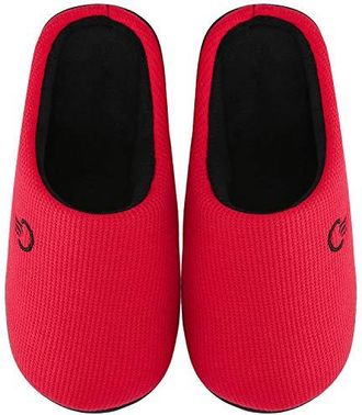 Mishansha Chaussons Homme Femme Pantoufles Hiver Automne Chaussures Chaud - avec Doublure Peluche Doux et Mousse Mémoire de Forme (Rouge, 38/39)