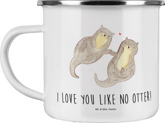 Mr. & Mrs. Panda Tasse Otter Hände halten - Geschenk, Trinkbecher, Teetasse, glücklich, Kaffeebecher, Becher, Paar, Kaffeetasse, Liebe, Verliebt, Seeotter