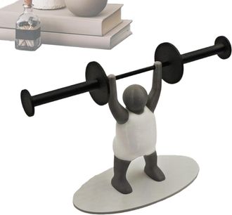 Generic Papierhalter mit Fitnessstudio-Thema, Gewichtheber, Langhantel-Papierhandtuchhalter, freistehendes Design, stabile Konstruktion, schwarz, für Badezimm