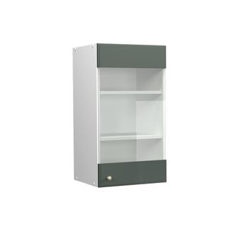 Vicco Küchenglasschrank Fame-Line, Glashängeschrank, Grün-Gold Landhaus/Weiß, 40 cm
