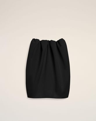 Ami Ami Paris - Midi gathered satin skirt Noir - Taille : 34 - pour Femme