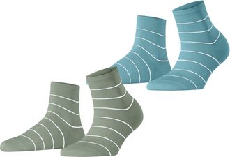 Esprit Damen Socken Fine Line Multipack W Sso Baumwolle gemustert 2 Paar, Mehrfarbig Pink Purple 0070, 35-38