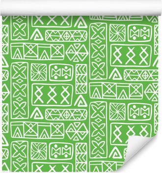 OEM Carta Da Parati Con Motivo Geometrico Polinesiano, Menta E Verde, 50x1000 Cm