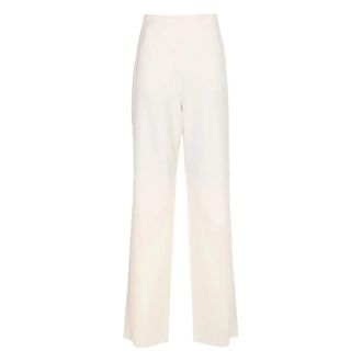 Max Mara Wei&szlig;e Weite Bein Flache Vorderhose - - Trousers - Damen - Wei&szlig; - S