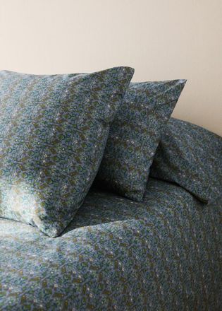 Mango Taie doreiller en percale de coton imprimé petites fleurs 60x60 cm bleu - Home - 60x60cm - MANGO HOME