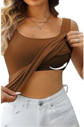 Generic Mes Commandes PasséEs HUIFUAO Camisole pour Femme avec Soutien-Gorge intégré - Débardeur Blanc Sexy pour lété - Débardeur Basique avec Soutien-Gorge i