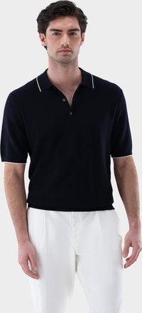 van Laack Strick Poloshirt mt Kaschmir und Jacquard Struktur