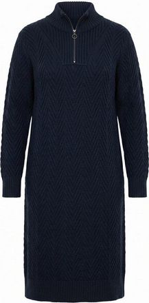 Ulla Popken Midikleid Strickkleid Fischgrat Troyerkragen Langarm