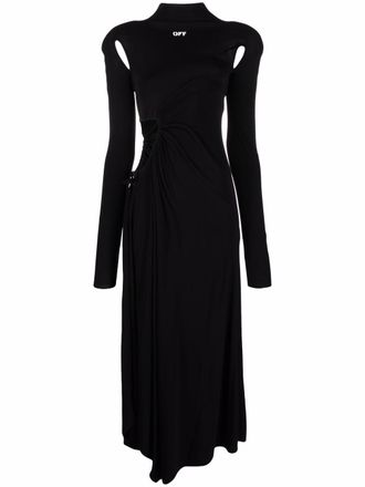 Off-white robe &agrave; d&eacute;tails de d&eacute;coupes - Noir
