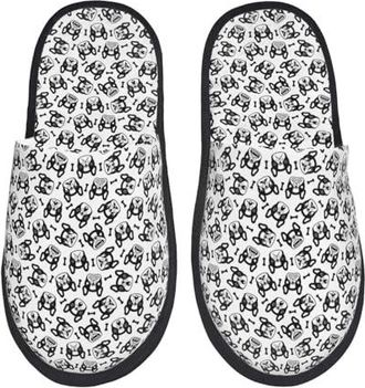 Generic Pantoufles Unisexes Bouledogue Français Mignon Et Drôle_B House Chaussures Doublées En Peluche Automne Hiver Chaude Pantoufles, Pour Hommes, Femmes, F