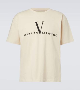 Valentino T-shirt rayé en coton à logo