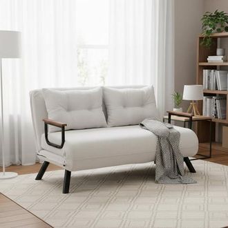 Dmora Schlafsofa 2 Sitze Merak 133x78 cm Wei&szlig; Stauraum