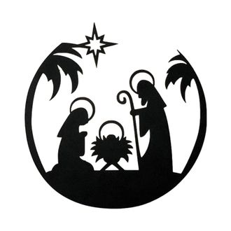 Generico Weihnachtskunst: Metall-Silhouette, Darstellung der Geburt Jesu, moderne und minimalistische Weihnachtsdekoration, Tisch- und Wandakzent, Heimdekorati