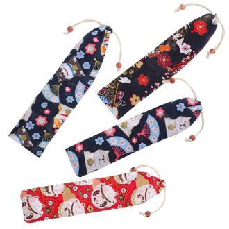 BESPORTBLE 4 St&uuml;ck Baumwoll Beutel mit Kordelzug f&uuml;r Besteck und Essst&auml;bchen Kompakt Robust Tragbar f&uuml;r Reisen und Outdoor