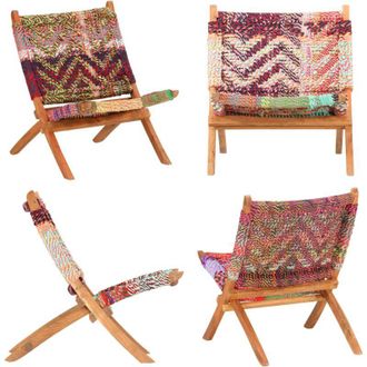 vidaXL Klappbarer Chindi-Stuhl Mehrfarbig Stoff - Chindisitz - Sitzsack - Gartenstuhl - Esszimmerstuhl - Klappbarer Stuhl - Home & Living