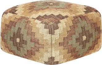 Beliani Pouf Jute Baumwolle und Wolle braun quadratisch 50x50x30 cm orientalisch Maguri