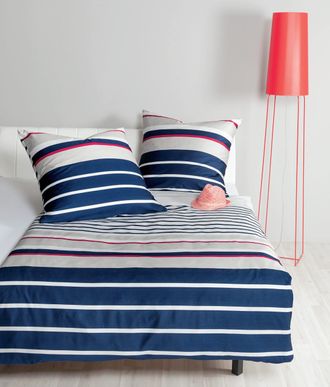 Janine Bettwäsche Mako-Satin Moments 155x220 + 80x80 cm kies rot Marine