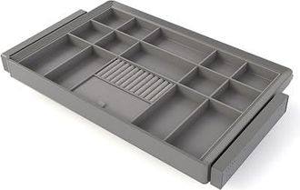 Emuca Kit tiroir organisateur et rack ajustable Quartz pour armoires, glissi&egrave;res extension totale et &agrave; fermeture douce, Module 80cm, Finition Titane