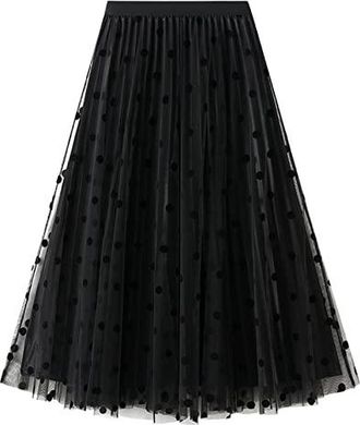 Generic Legging pour femme - Taille &eacute;lastique - Tulle - Jupe midi - Taille haute - Robe en maille - Jupe crayon - Noir - Pour femme, Noir, taille unique