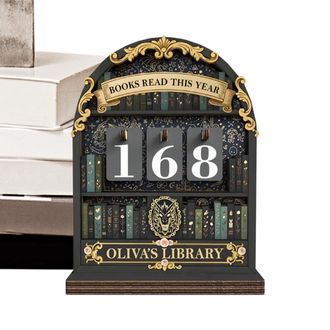 Generic Books Read This Year Sign | H&ouml;lzerne B&uuml;cher Lesen Dieses Jahr Theke | Rustikales Haus Gelesene B&uuml;cher Z&auml;hler Deko f&uuml;r B&uuml;ro | Challenge Buch Tracker Co