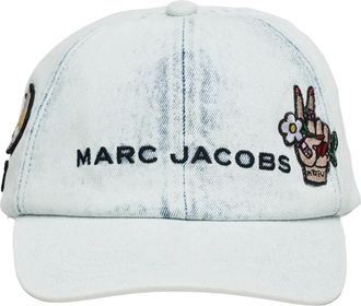 Marc Jacobs Femme, Accessoires, Bleu, Taille: ONE Size The Tatto Patch Denim Cap