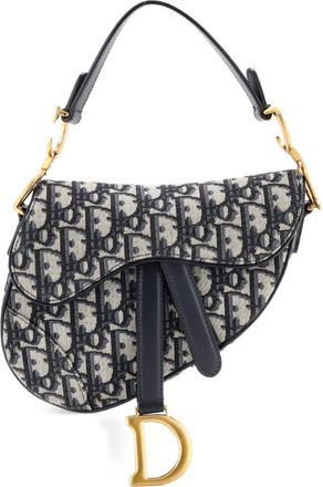 Dior Mini Oblique Schultertasche aus Canvas - Blau