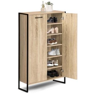 IDMarket Armoire &agrave; Chaussures 18 Paires Luis 2 Portes Design Industriel