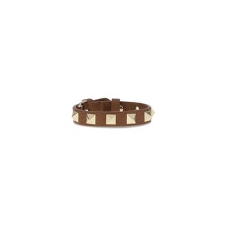 Valentino Garavani Femme, Accessoires, Brun, Taille: ONE Size Bracelet Rockstud en Cuir