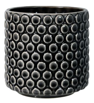 Bloomingville Blumentopf Dot - Dekorative Blumentöpfe für den Innenbereich, Retro-Stil, kreativ, S (12,5 cm Ø), Schwarz, Keramik