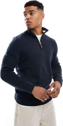 Superdry Cotton Classics - Pull en maille à demi-fermeture éclair - Bleu marine