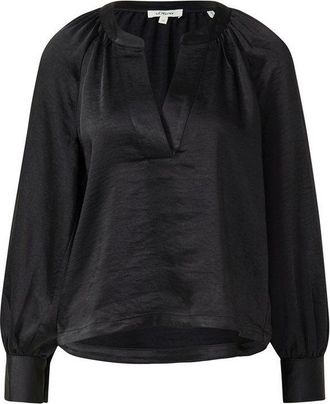 s.Oliver Langarmbluse Bluse Bluse aus Satin mit tiefem V-Ausschnitt