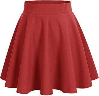 Dresstells Jupe Mini Courte &eacute;vas&eacute;e en Polyester, Rouge 2XL