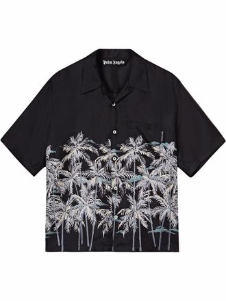 Palm Angels chemise en soie &agrave; imprim&eacute; palmier - Noir