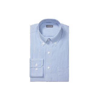 Van Heusen Herren Hemd Pinpoint Regular Fit gestreift Knopfleiste - Blau - 41 cm Hals 86 cm- 89 cm Ärmel