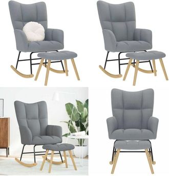 vidaXL Schaukelstuhl mit Fußhocker Hellgrau Stoff - Vidaxl