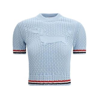 Thom Browne Baumwoll-Sweatshirt - - Knitwear - Damen - Blau - 2XS