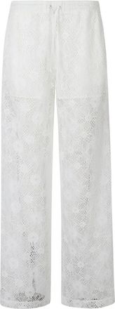 Pinko Pinko, Femme, Pantalons, Blanc, Taille: 36 FR Laurie Pantalone Pizzo Rebrod&eacute;