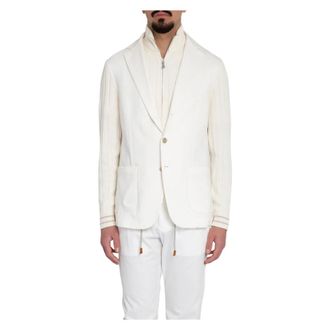 Eleventy Gestrickter Blazer aus Materialmix - - Jackets - Herren - Wei&szlig; - L