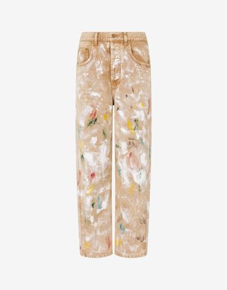 Moschino Pantalon imprim&eacute; en coton extensible - Beige