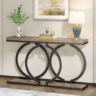 Tribesigns Tribesigns - Table console industrielle en bois de 139,7 cm, table &eacute;troite et longue, table dappoint rustique pour salon, table dentr&eacute;e avec cadre